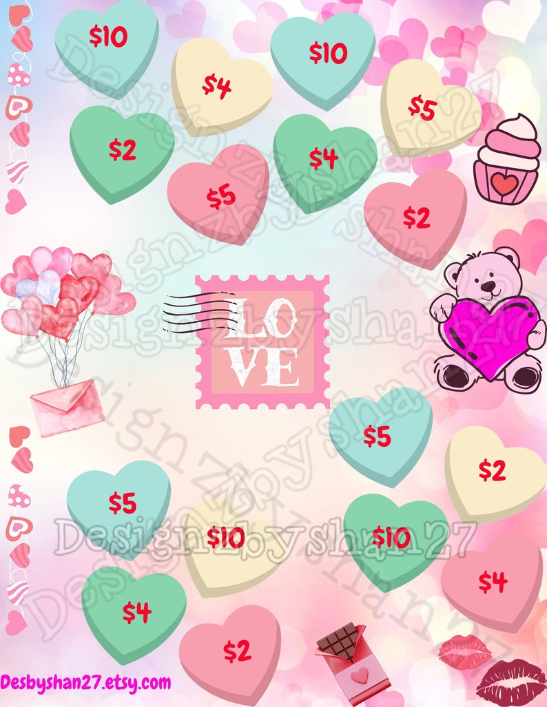 Valentine Savings Challenge 8.5x11 - Etsy