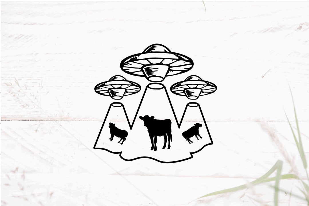 Aliens Abducting Cows Decal Car, Laptop, Mug, Water Bottle Decal ...