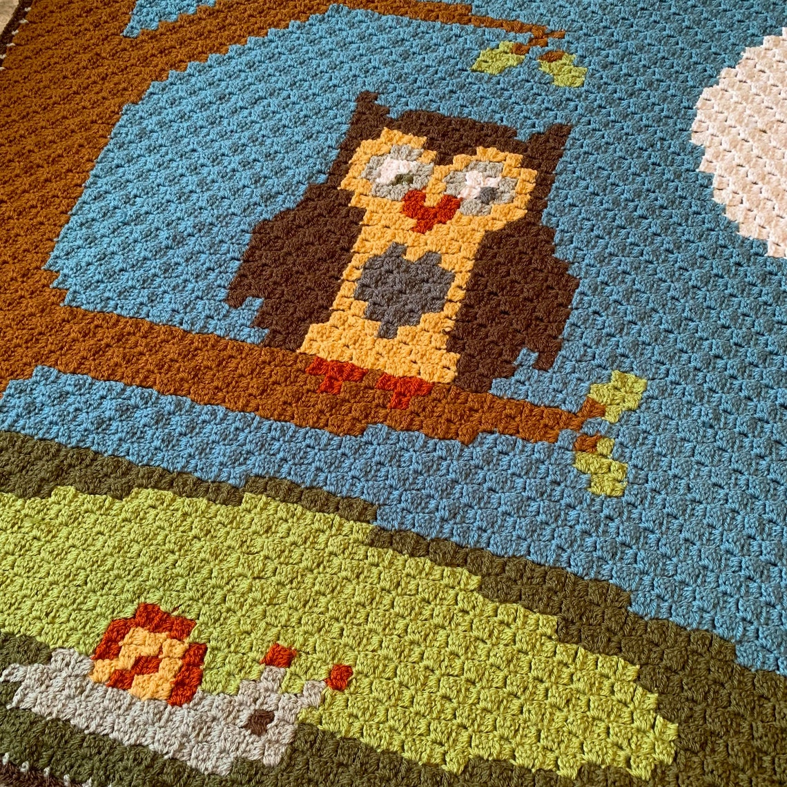 Crochet Baby Blanket Pattern - Night Owl C2c Blanket - Pdf Download ...
