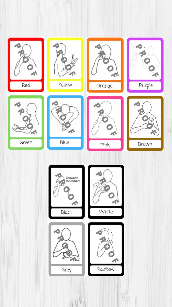 12 Printable Colours Makaton Sign Flash Cards Babies - Etsy Australia