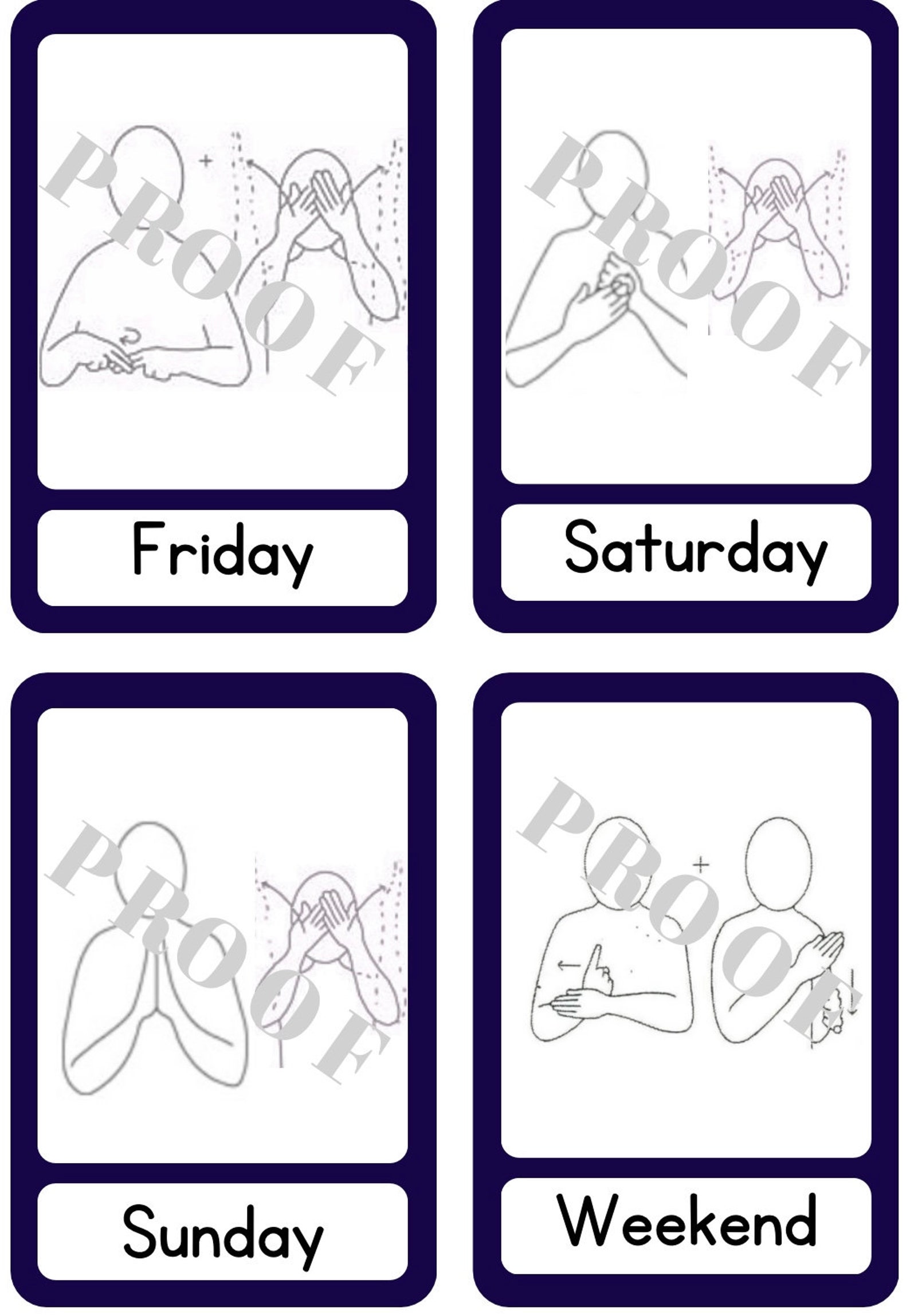 Printable Days of the Week Makaton Communication Flash Cards Babies ...