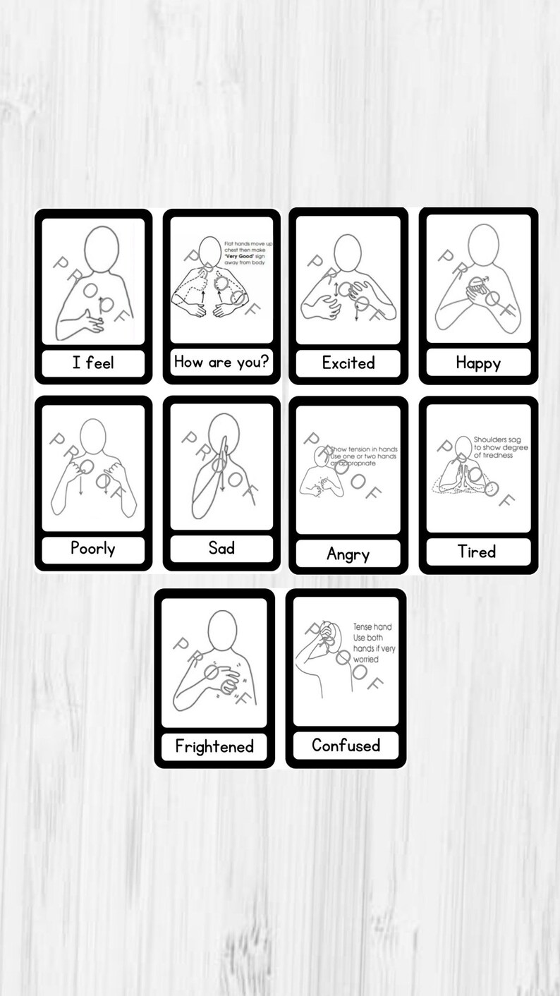 10 Printable Makaton Emotions Communicationsupport Sign Flash Cards ...