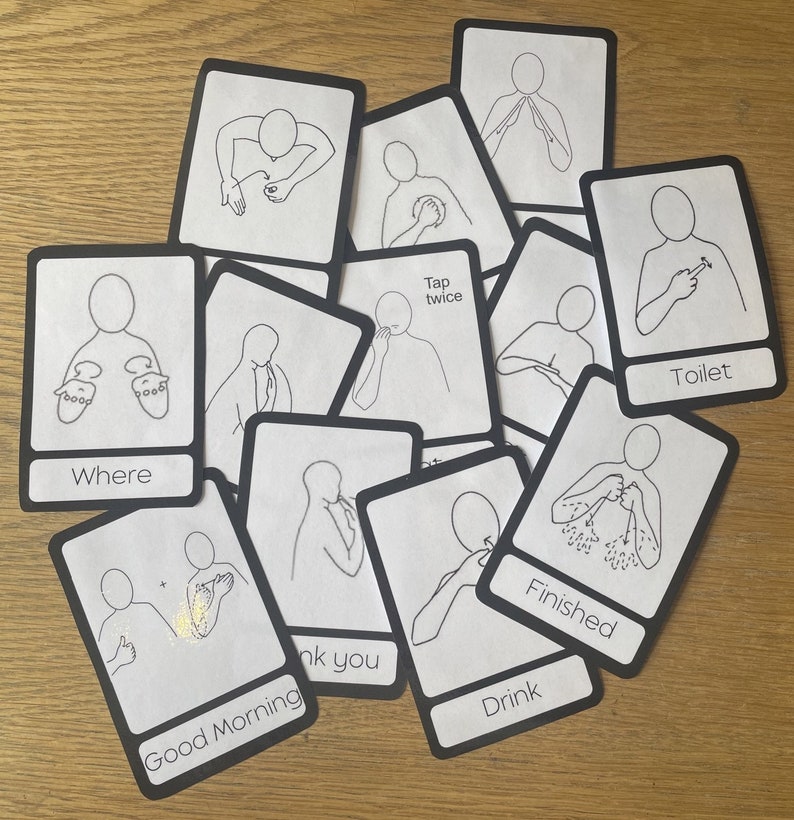 12 Makaton Sign Flash Cards Printable EYFS Communication and Language ...