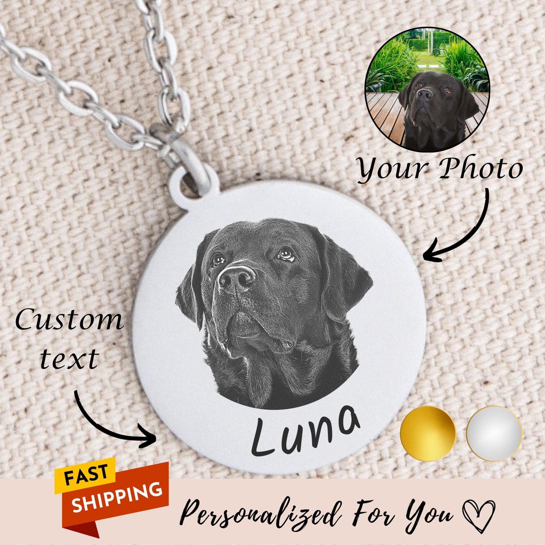 Custom Pet Portrait Necklace Personalized Dog Gift Pet Portrait Jewelry ...