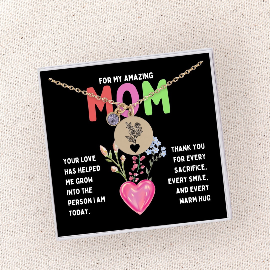 Handmade Mom Necklace Personalized Mother Necklace Birth Flower Gift ...