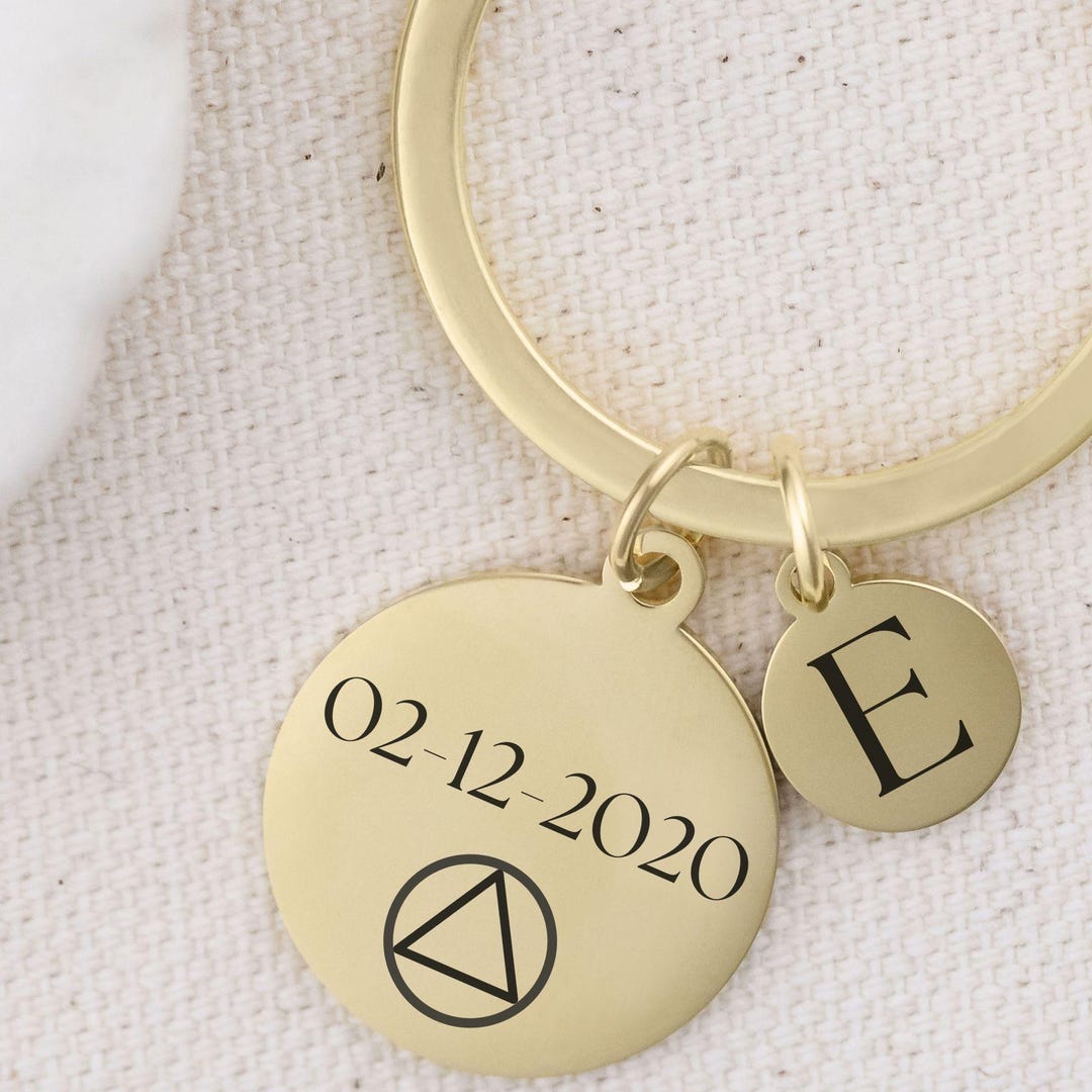 Sobriety Keychain, AA Recovery Gift, Personalized Date Keyring, Custom ...