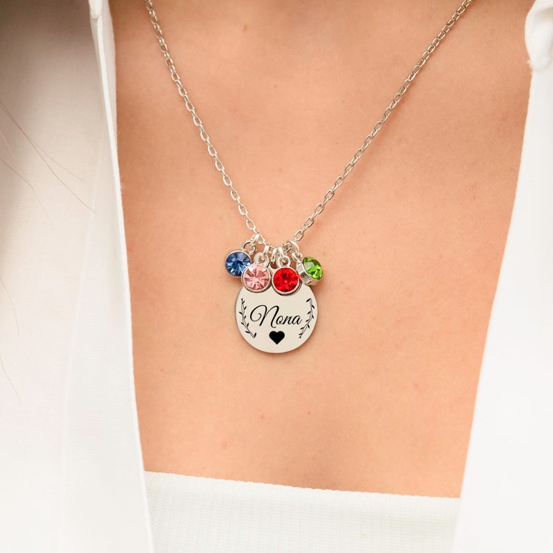 Handmade Nona Birthstone Necklace Personalized Grandmother Necklace ...