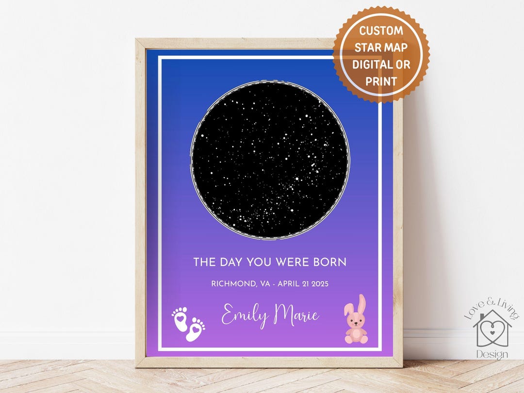 Custom Star Map, New Born Night Sky, Personalized Constellation Map ...