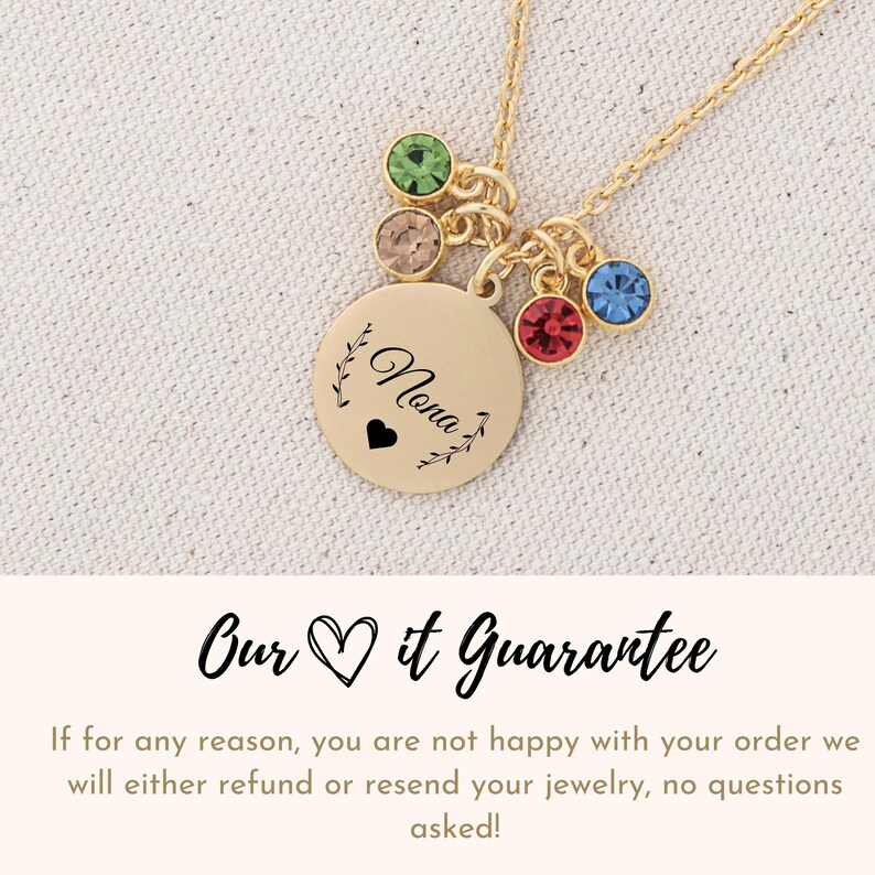 Handmade Nona Birthstone Necklace Personalized Grandmother Necklace ...