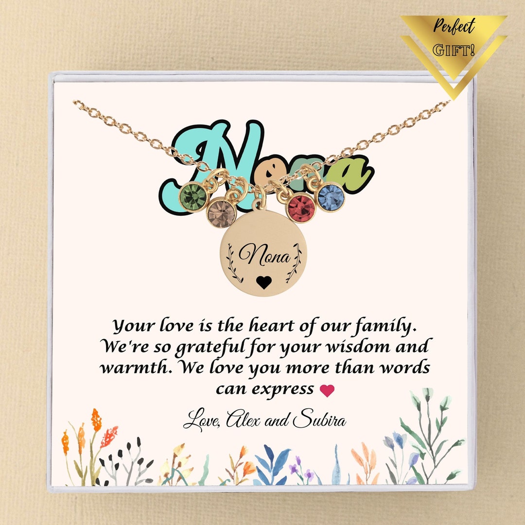 Handmade Nona Birthstone Necklace Personalized Grandmother Necklace ...