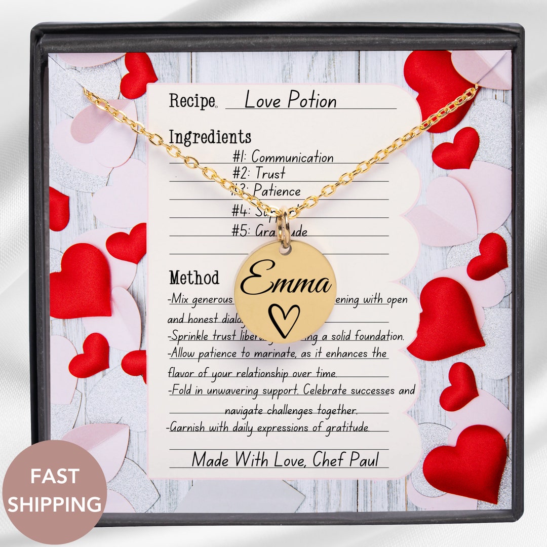 Love Potion Recipe Necklace Be My Valentine Gift for Her Handmade ...