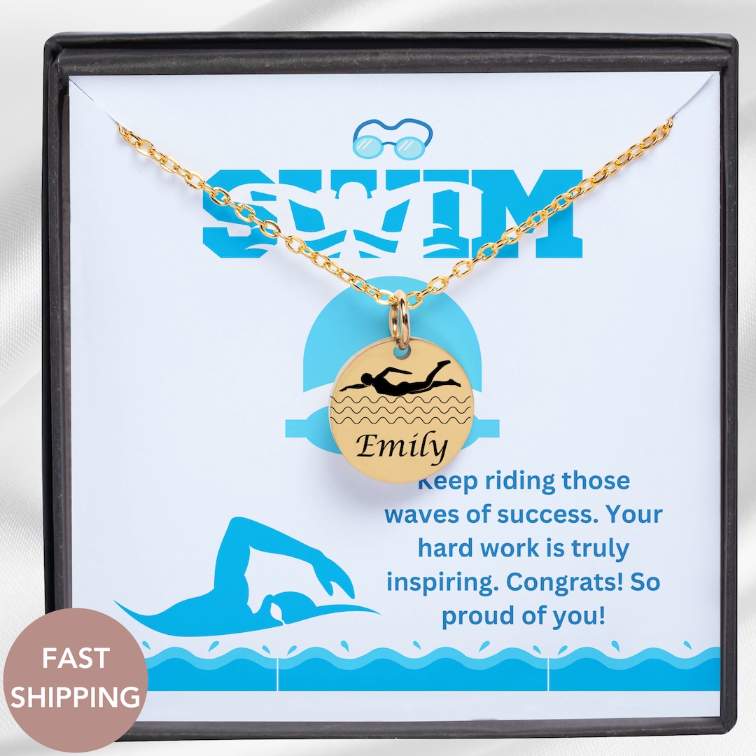 Swimming Gift Personalized Swimming Necklace Swimmer Necklace Swim ...