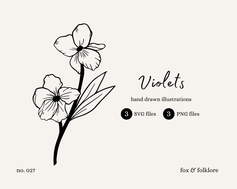 Hand Drawn Violets Illustration SVG and PNG | Floral, Garden, Flower ...