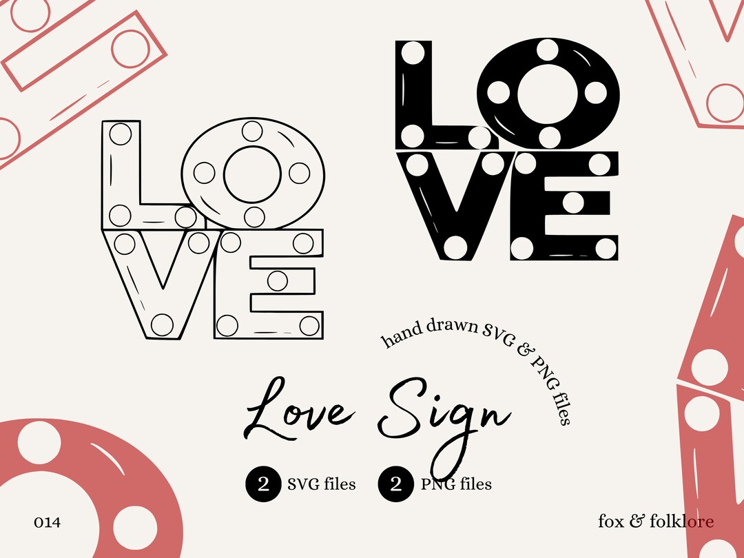 Hand Drawn Love Sign SVG and PNG Files for Valentines, Invitations and ...