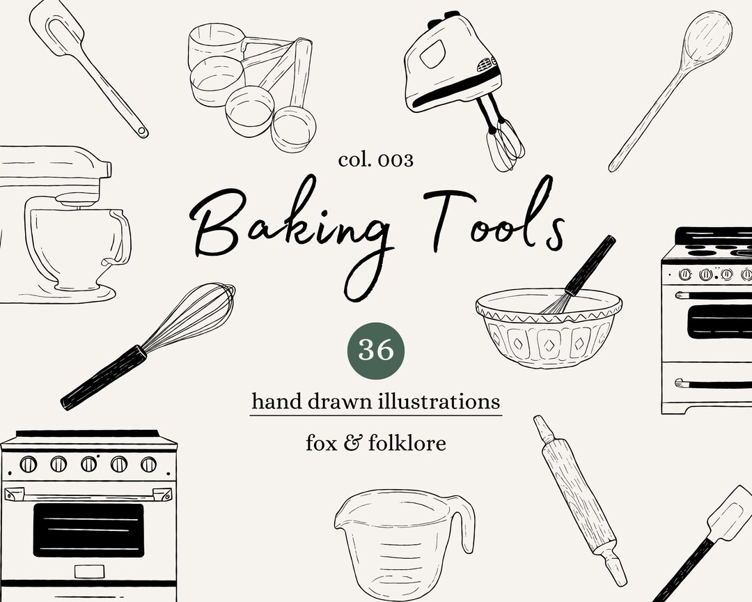 Hand Drawn Baking Tools PNG & SVG Collection | Kitchen Tool Clipart ...
