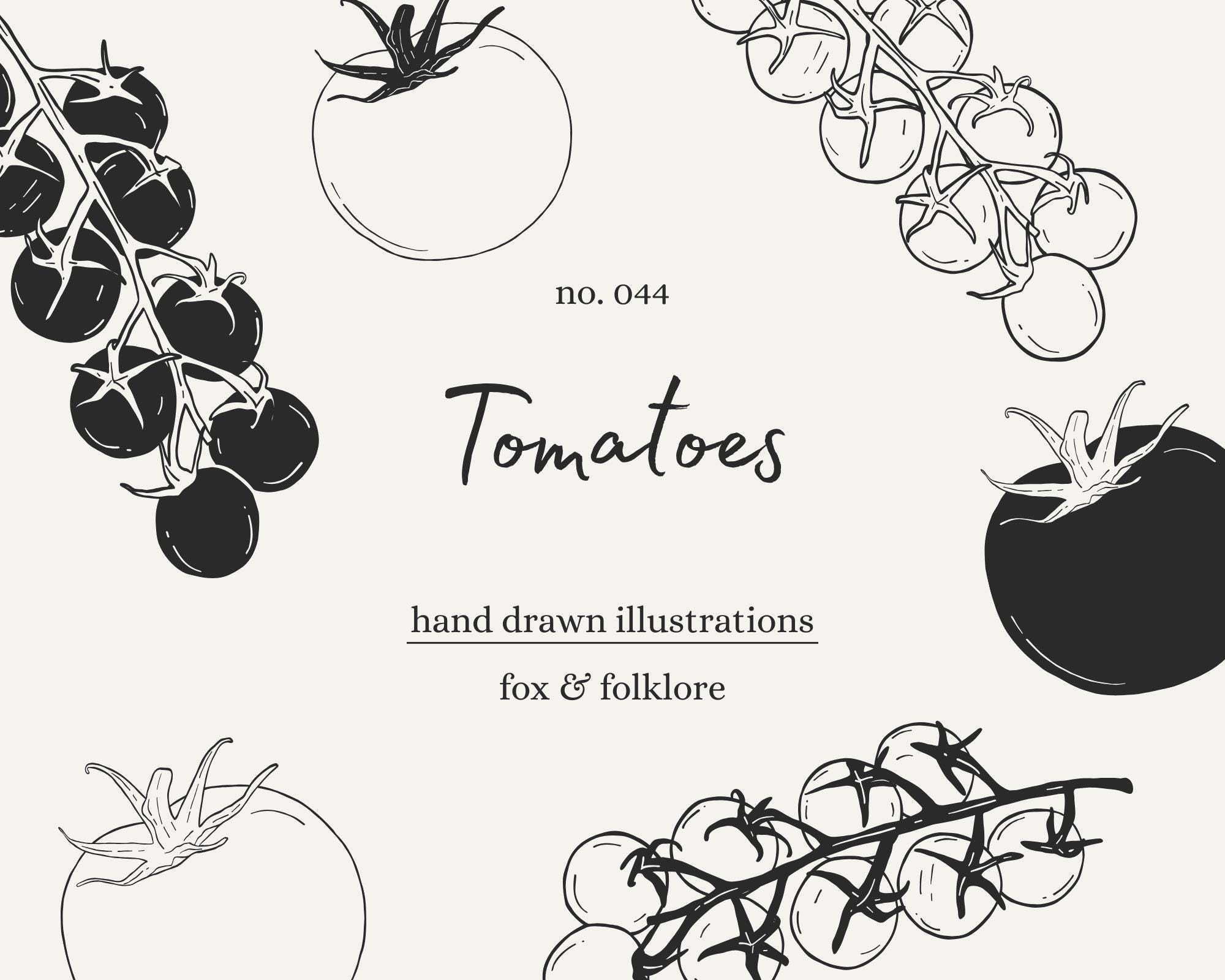 Hand Drawn Tomato PNG & SVG Illustrations | Garden Vegetable Clipart ...