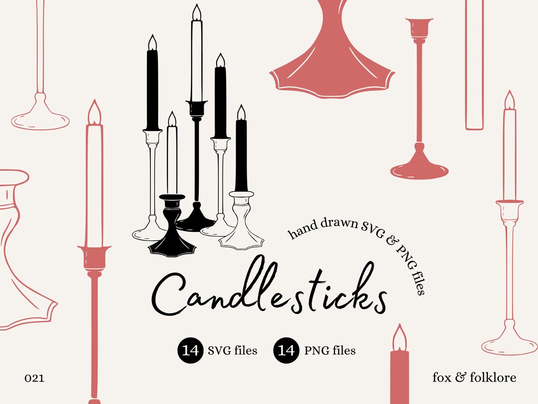 Hand Drawn Candlesticks SVG and PNG Files Candle Clipart Candle SVG Png ...