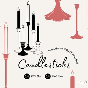 Hand Drawn Candlesticks SVG and PNG Files Candle Clipart Candle SVG Png ...