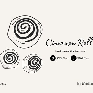 Hand Drawn Cinnamon Roll Illustrations - Cinnamon Roll SVG Clipart ...