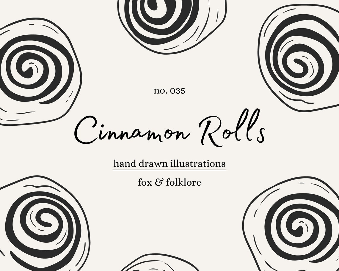 Hand Drawn Cinnamon Roll Illustrations - Cinnamon Roll SVG Clipart ...