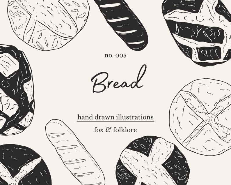 Hand Drawn Bread Illustration PNG & SVG Files | Sourdough Bread Clipart ...