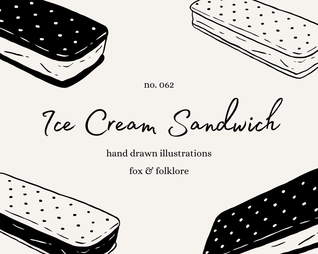 Hand Drawn Ice Cream Sandwich Illustration SVG & PNG Files - Summertime ...