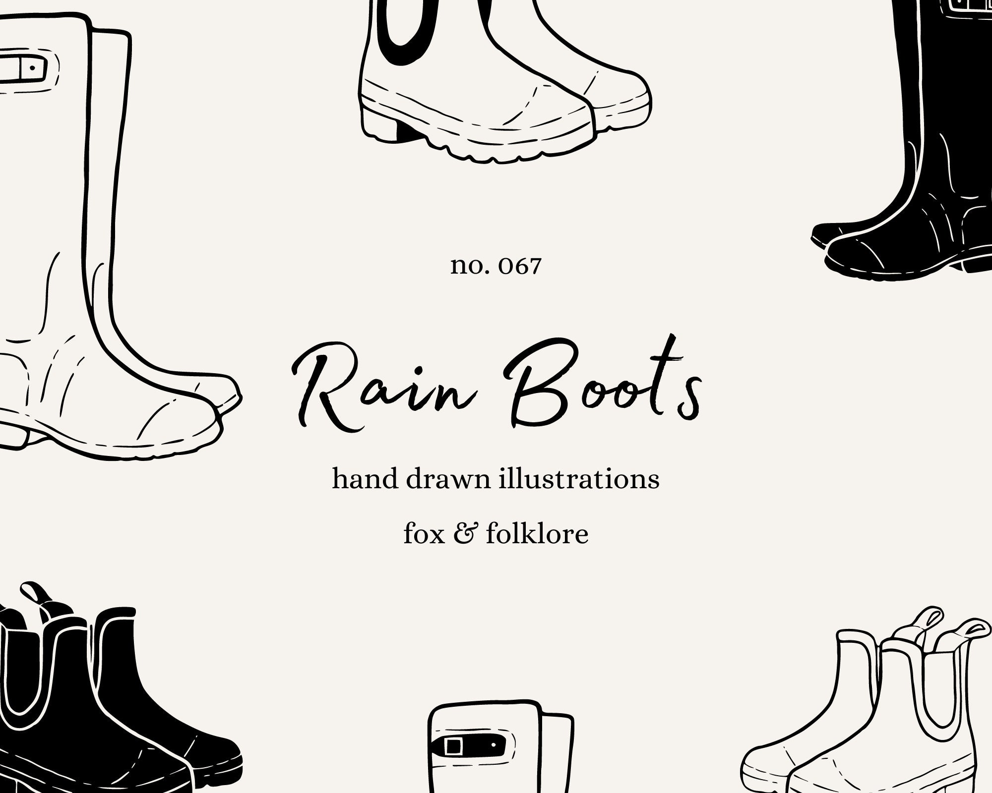 Hand Drawn Rain Boots SVG & PNG - Spring Garden Art - Gardening Theme ...