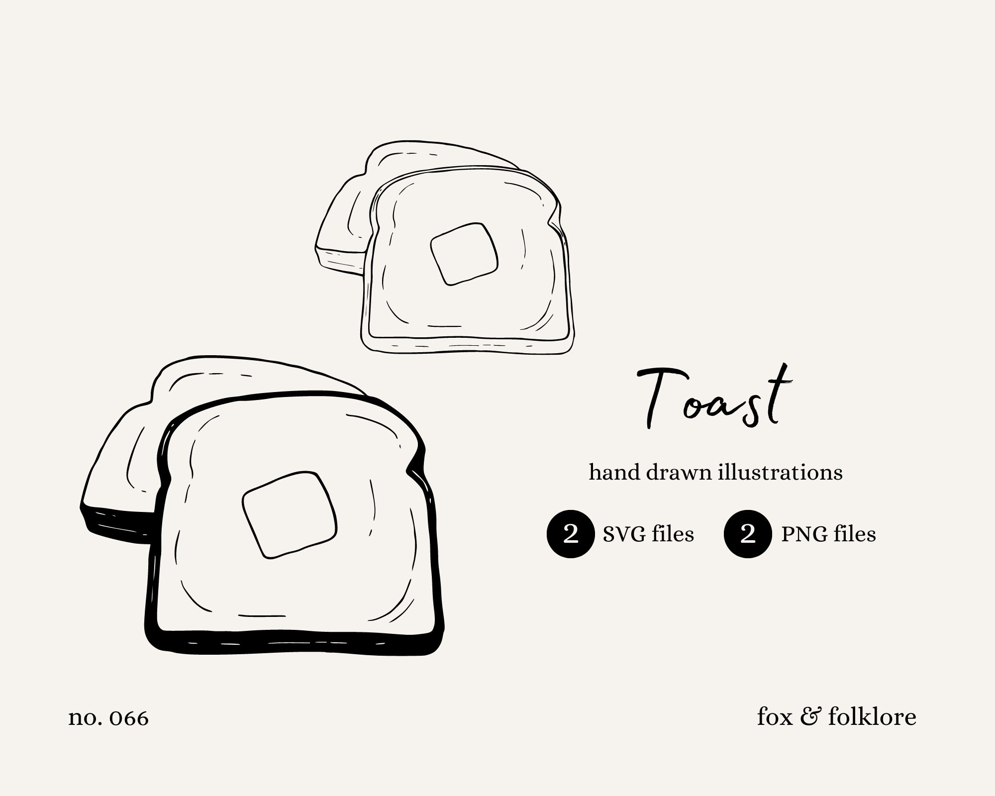 Hand Drawn Toast Illustration SVG & PNG - Cute Kitchen Art, Food Theme ...
