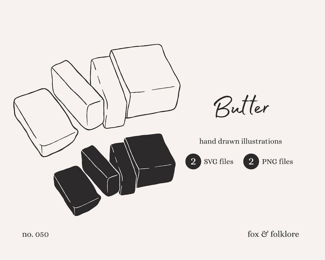 Hand Drawn Butter PNG & SVG Illustrations | Food Clipart | Digital ...
