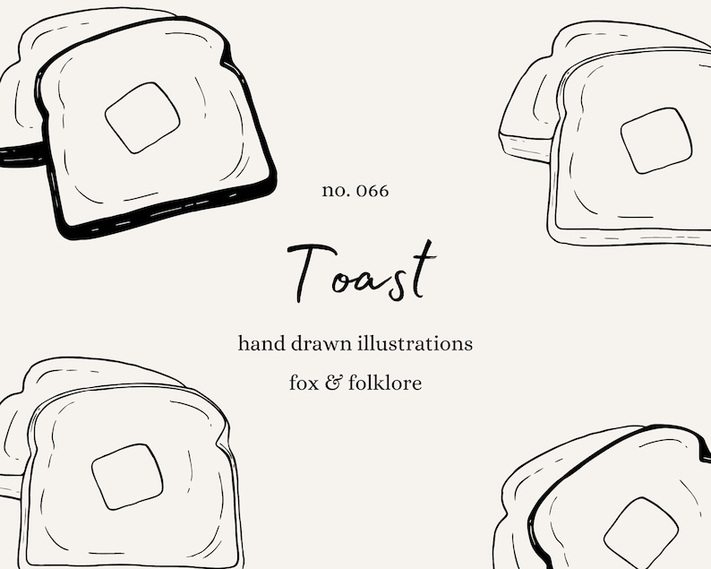 Hand Drawn Toast Illustration SVG & PNG Cute Kitchen Art, Food Theme ...
