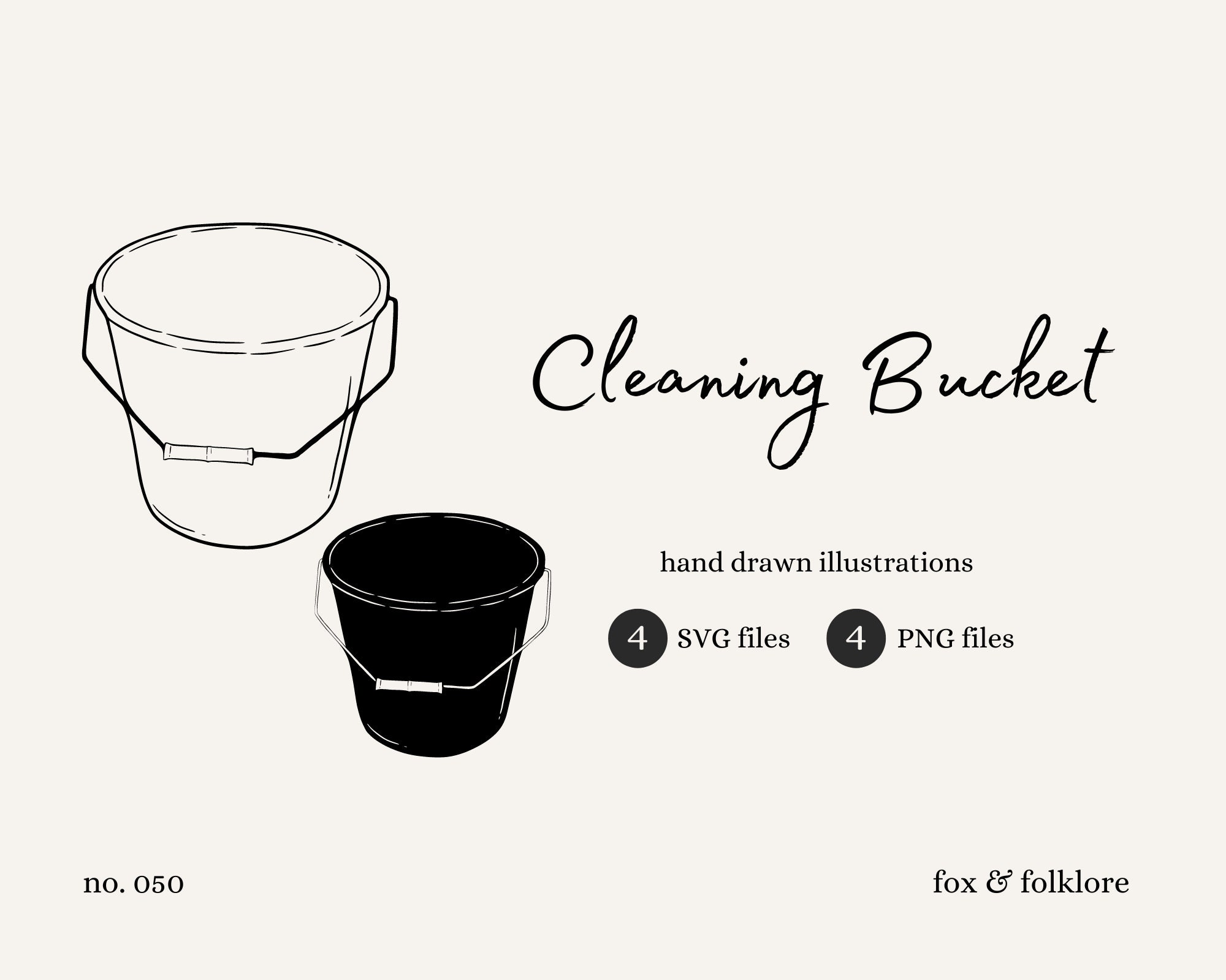 Hand-drawn Cleaning Bucket Clipart – SVG & PNG Files (digital Download ...