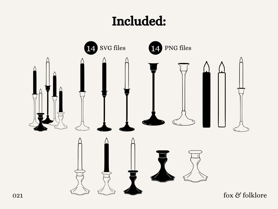 Hand Drawn Candlesticks SVG and PNG Files Candle Clipart Candle SVG Png ...