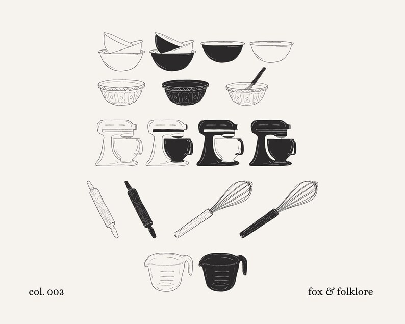 Hand Drawn Baking Tools PNG & SVG Collection | Kitchen Tool Clipart ...