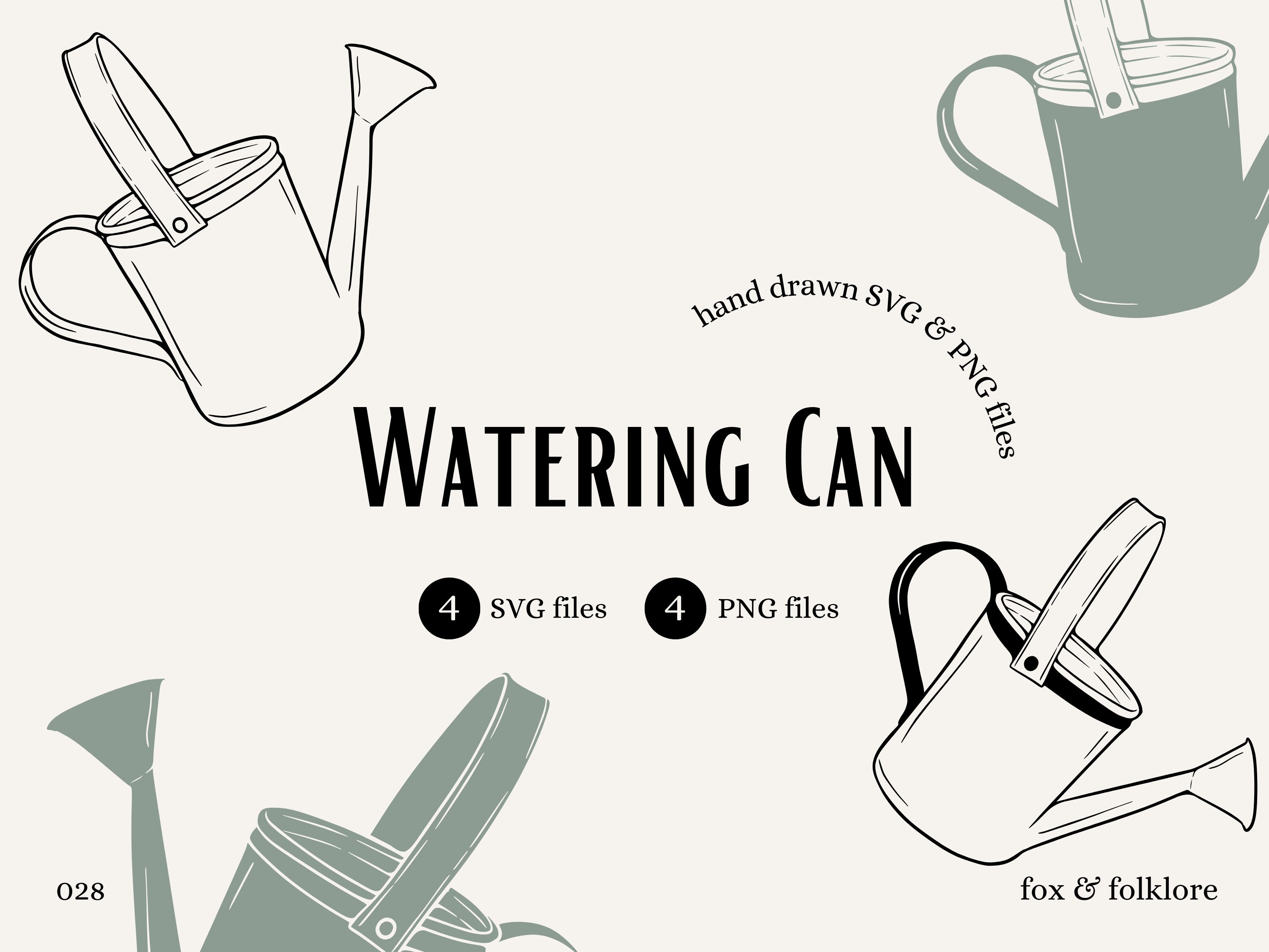 Hand Drawn Watering Can SVG File Garden, Gardening, Nature, Plant ...