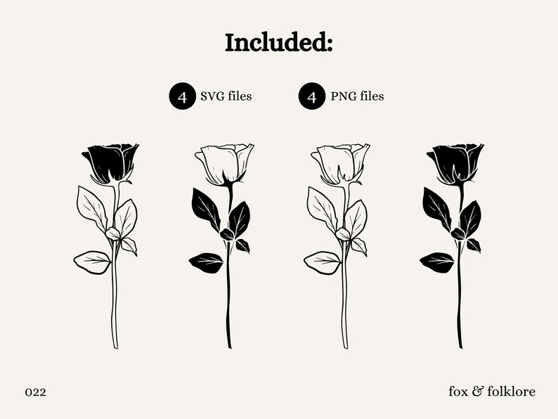 Hand Drawn Long Stem Rose SVG and PNG Files for Valentines, Invitations ...