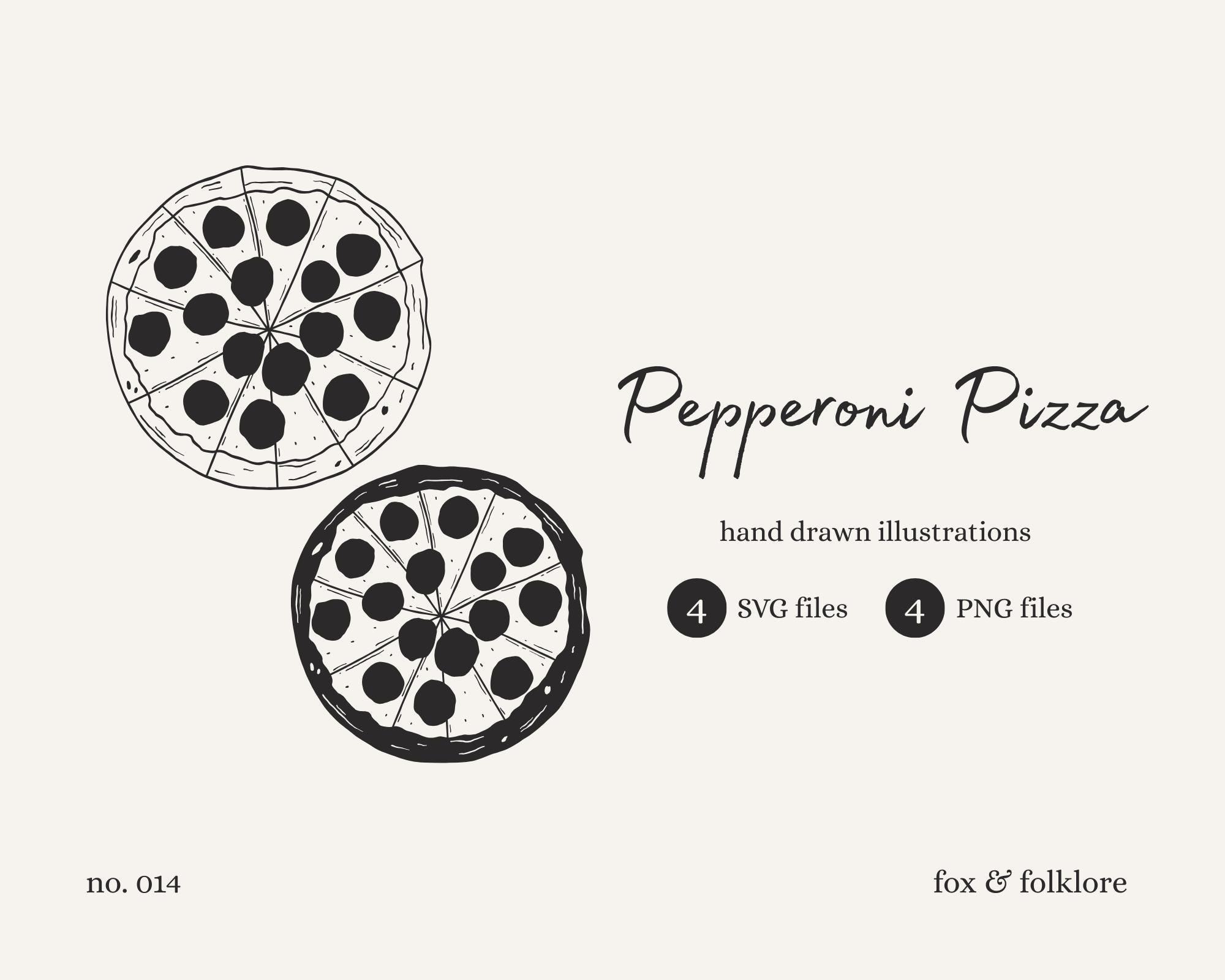Hand Drawn Pepperoni Pizza SVG & PNG | Italian Food Illustration ...