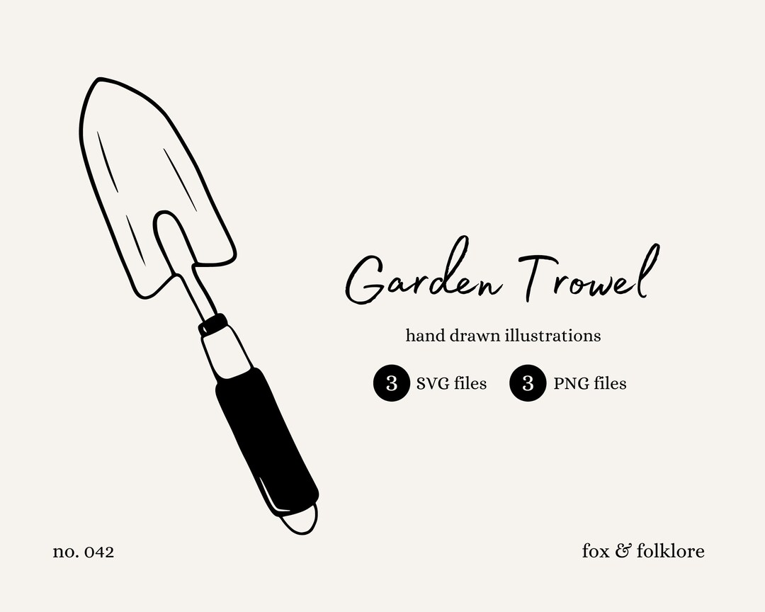 Hand Drawn Garden Trowel Illustration SVG & PNG File | Gardening ...