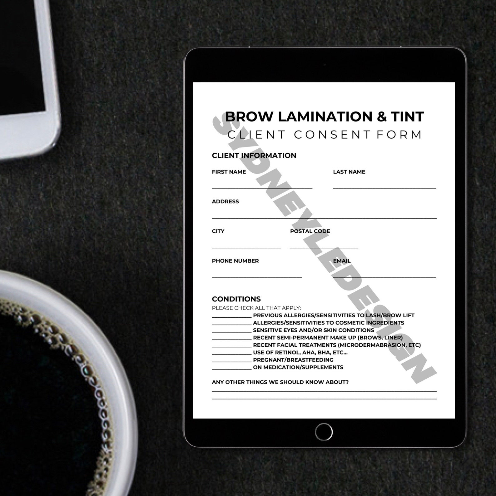 Brow Lamination & Tint Consent Form | Brow Waiver, Brow Artist Form ...