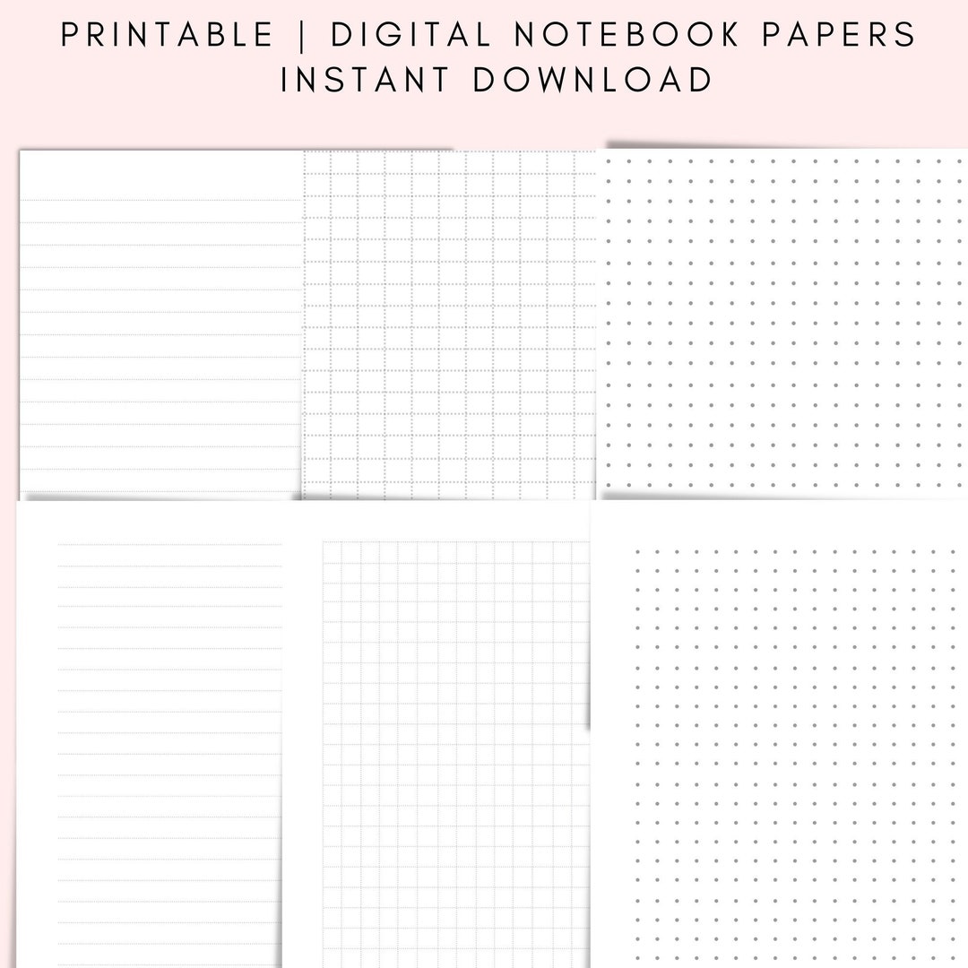 Notebook Paper Printable School Digital Paper Travelers Notebook ...