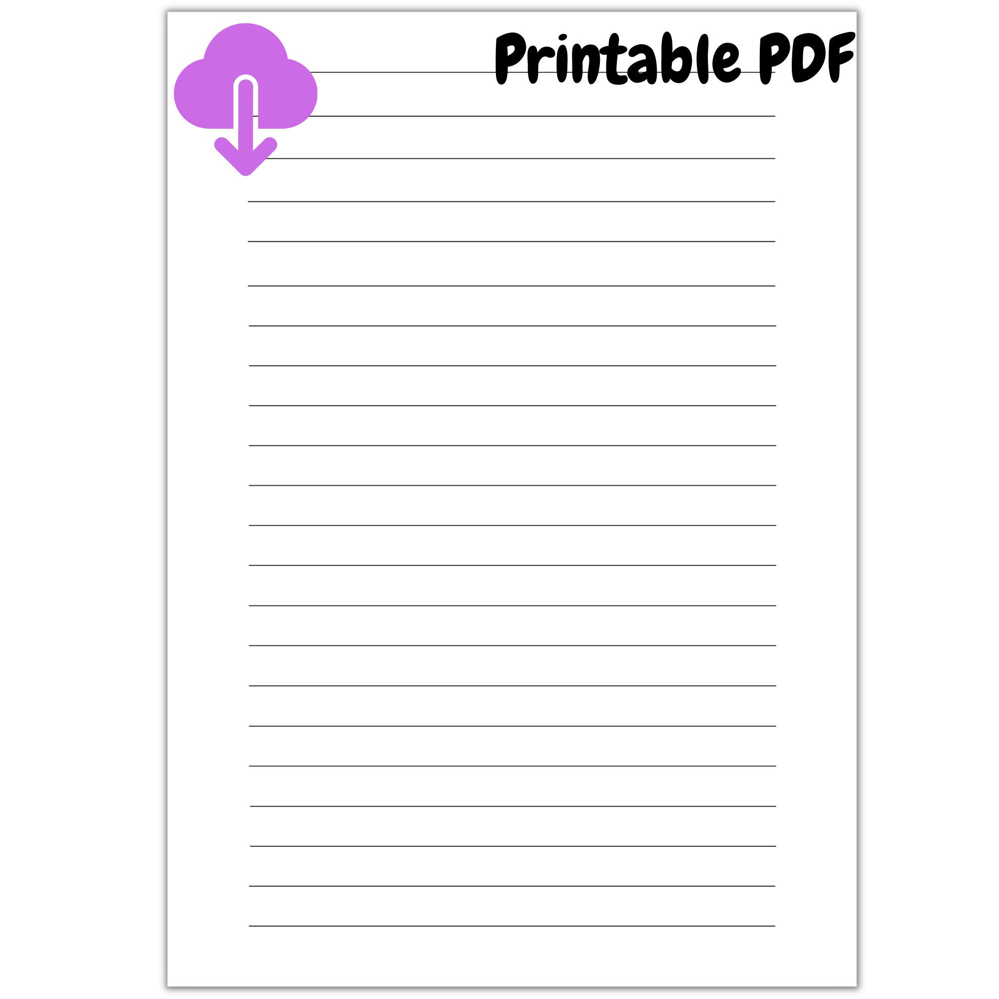 Lined Notebook Paper Printable Letter Paper Plain Lined - Etsy