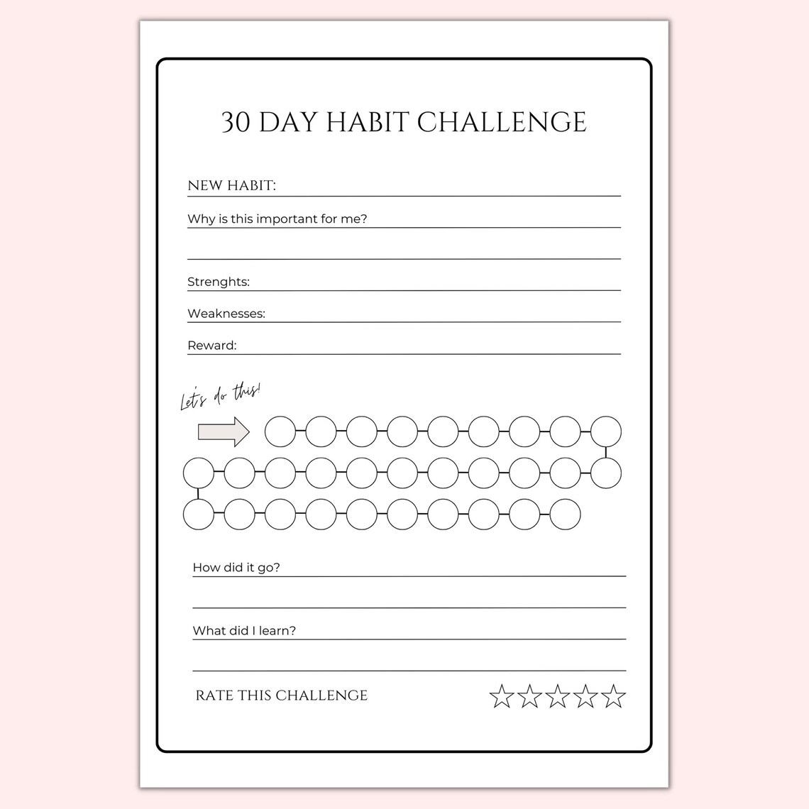 30 Days Habit Challenge, Monthly Habit Tracker, Printable Habit Tracker ...