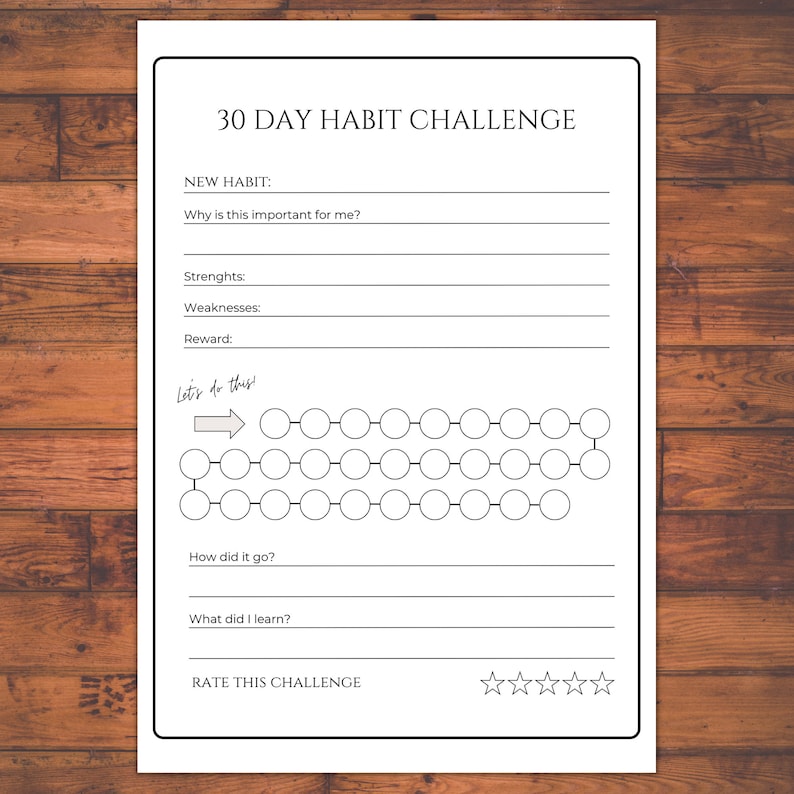 30 Days Habit Challenge, Monthly Habit Tracker, Printable Habit Tracker ...