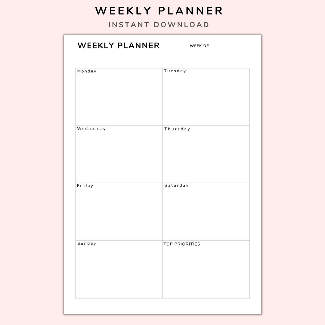 Printable Weekly Planner, Daily Digital Planner, Digital Planner PDF ...