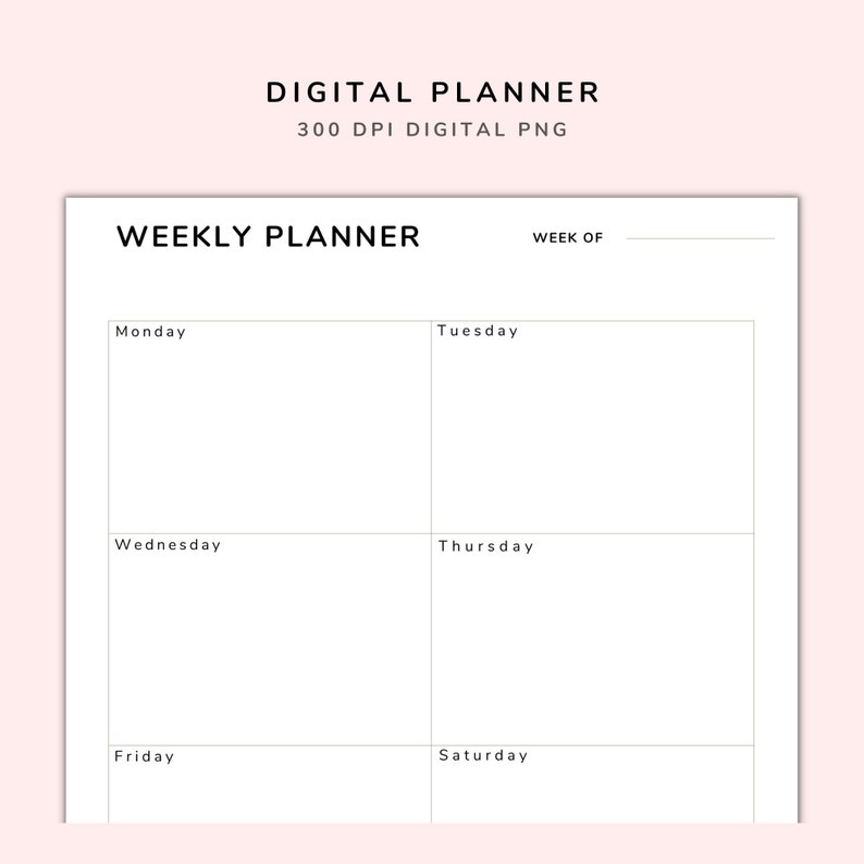 Printable Weekly Planner, Daily Digital Planner, Digital Planner PDF ...