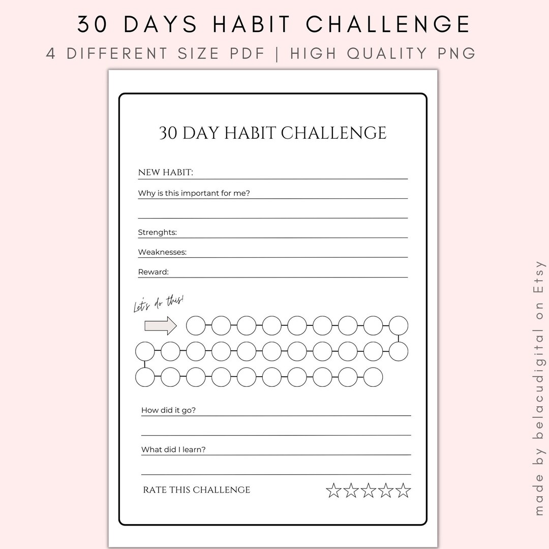 30 Days Habit Challenge, Monthly Habit Tracker, Printable Habit Tracker ...