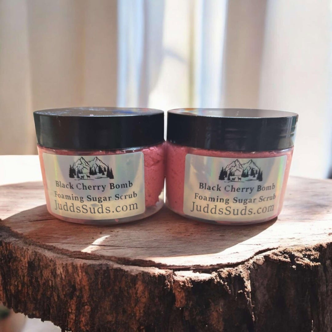 Black Cherry Bomb Emulsified Sugar Scrub, Gentle Exfoliation, Natural ...