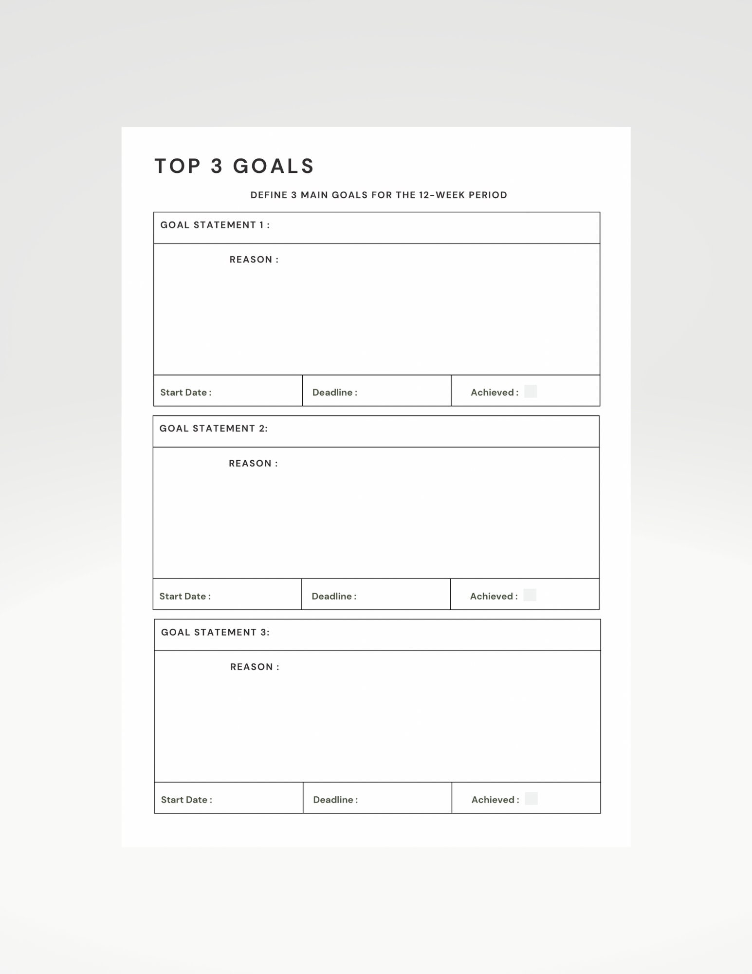 12 Week Year Planner-simple | Productivity Planner | Proactive Planner ...