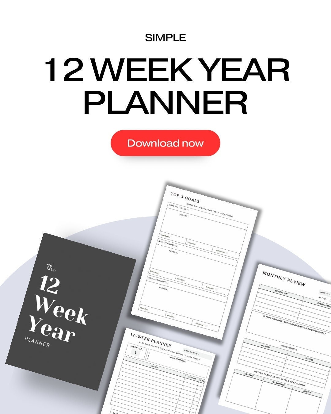 12 Week Year Planner-simple | Productivity Planner | Proactive Planner ...