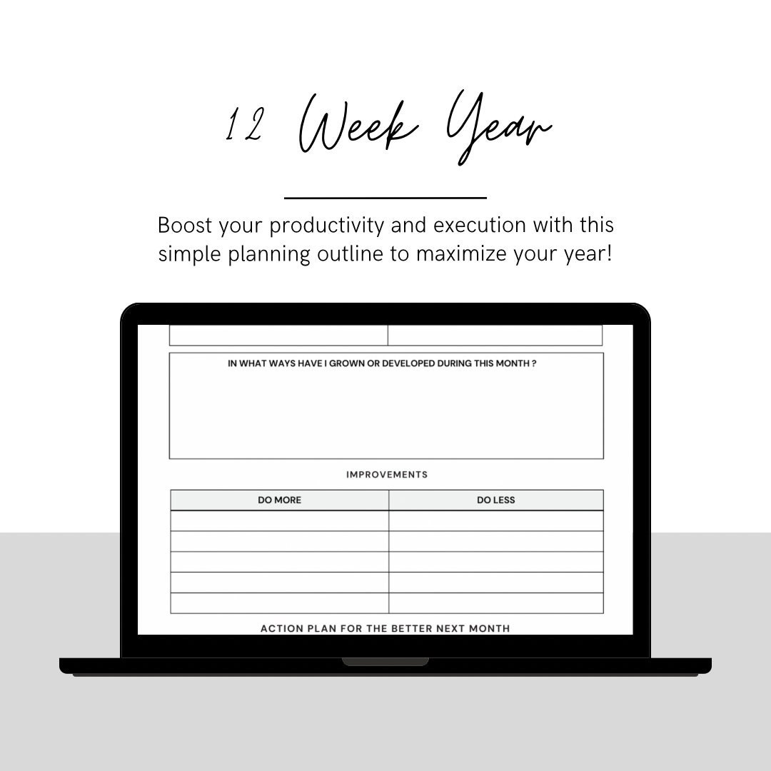 12 Week Year Planner-simple | Productivity Planner | Proactive Planner ...