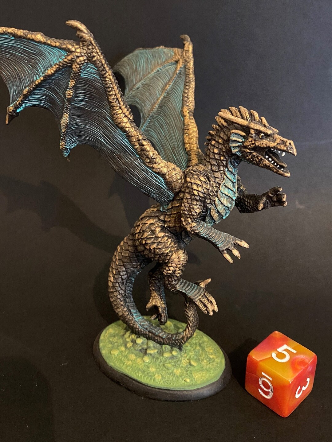 Copper / Bronze Dragon Handpainted D&D Miniature Pathfinder Frostgrave ...